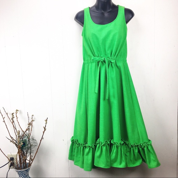 Vintage | Dresses | Vintage Handmade Ruffled Green Dress W Shawl | Poshmark